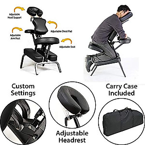 Ataraxia Deluxe Portable Folding Massage Chair w/Carry Case & Strap (Brown)