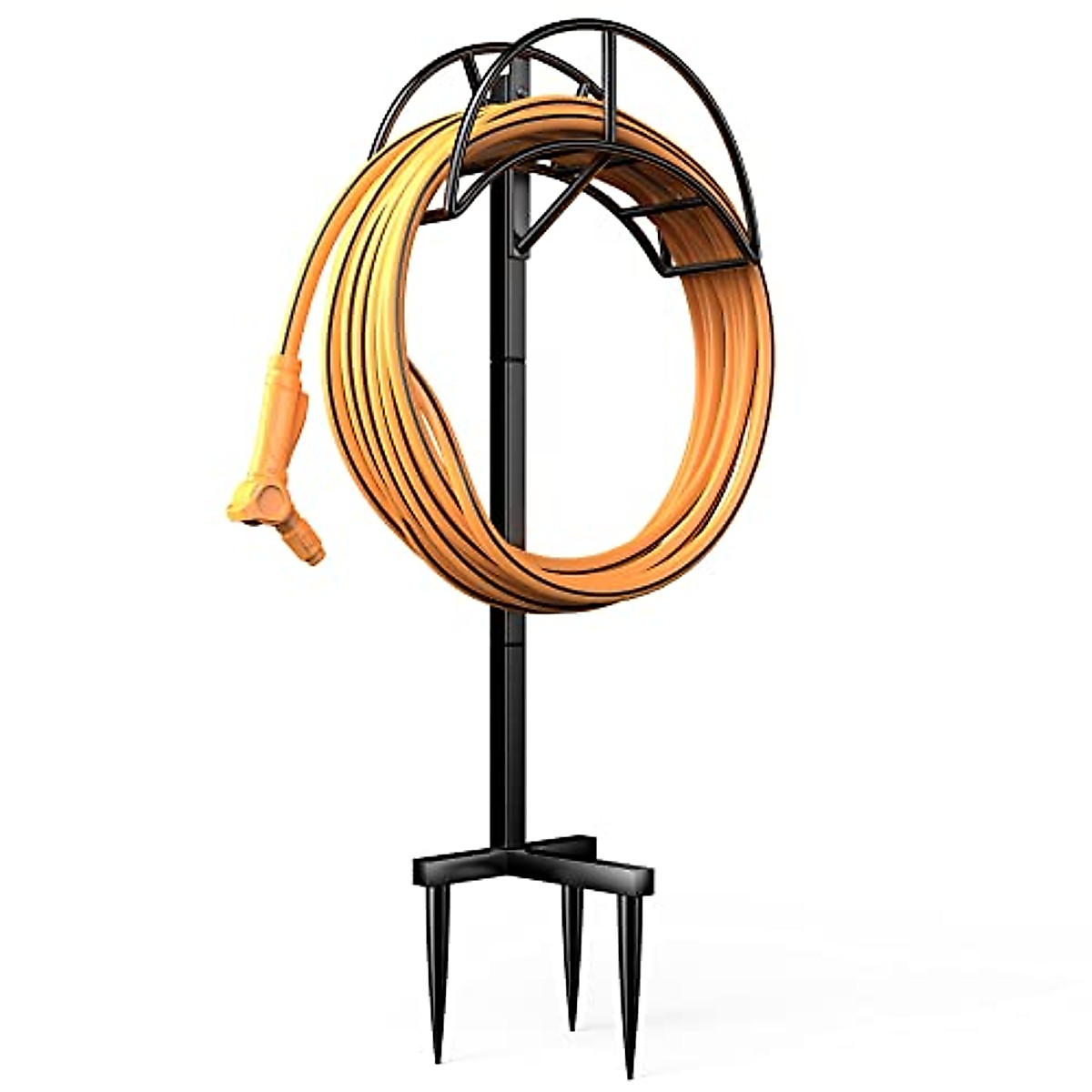 Garden Hose Holder, ROSSNY Metal Hose Stand Detachable Water Hose Holder Freestanding Hose Holders for Outside with 3 Long Spiky Feet Heavy Duty Hose Hanger Garden Hose Storage for Garden