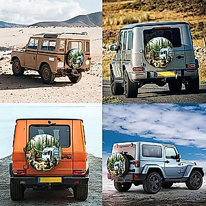 Happy Camper Bear Spare Tire Covers for Trailer Camper Rv SUV Truck Travel, Psychedelic Funny Tire Covers Camping Wheel Covers Car Decor, Universal Fits, 14 inch