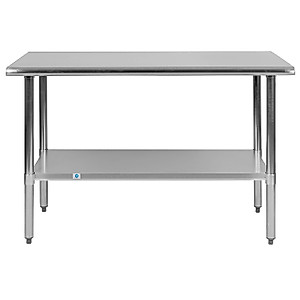 Flash Furniture Rawcliffe NSF Certified Stainless Steel Kitchen Prep and Work Table, Commercial Work Table with Storage, 48"W x 24"D x 34.5"H, Silver