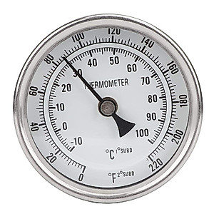 Jeffergarden Thermometer 1/2" NPT Stainless Steel Pot Thermometer Metal Dial Thermometer Kitchen Tool Accessory for Beer