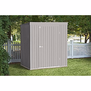 Arrow Shed Elite 6' x 4' Outdoor Lockable Steel Storage Shed Building with Pent Roof, Cool Grey