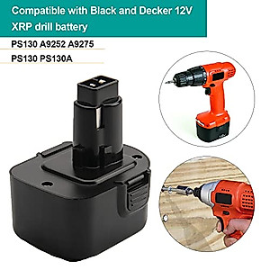 Creabest New 12V 3.5Ah Ni-MH Replacement Battery for Black & Decker Battery PS130 A9252 A9275 PS130 PS130A Power Tool Battery Packs Include one 1.2V-18V 1.5A Charger.