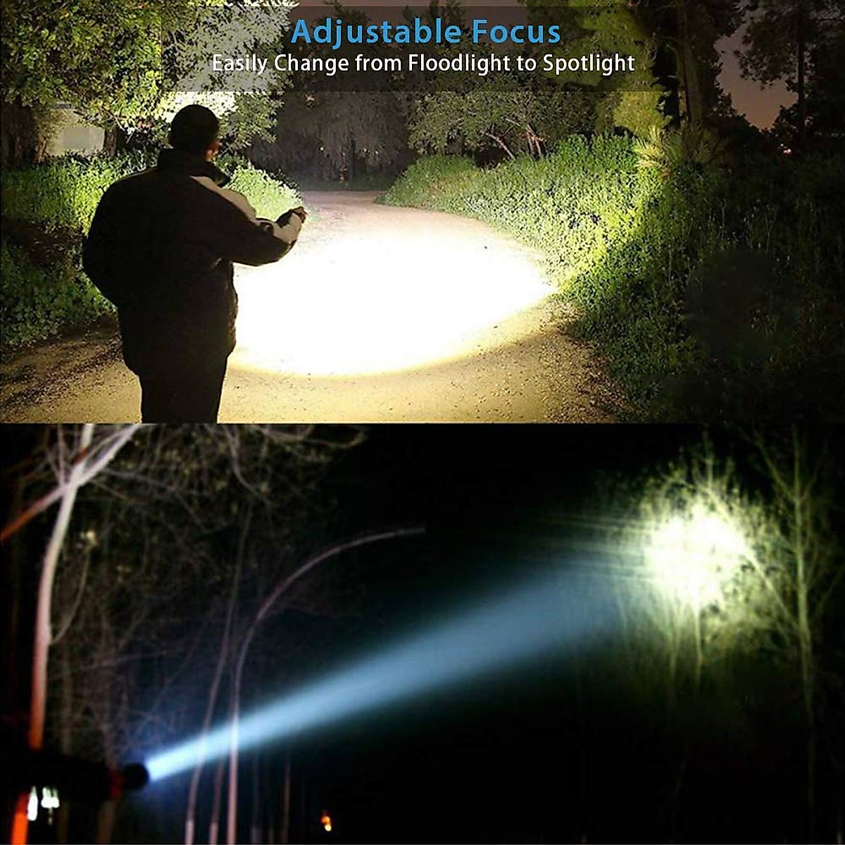 Flashlight USB Rechargeable, Magnetic LED Flashlight, Super Bright Tactical Flashlight with Cob Sidelight, 2000LM, Waterproof, Zoomable Best Small Flashlight for Camping, Emergency Flashlight