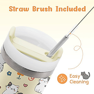 Cute Cat Gifts for Kids, Cat Tumbler with Handle and Straw for Kids 14 oz, Cat Lovers Gifts for Toddlers, Insulated Stainless Steel Cats Mug, Birthday Gifts for Girls Boys Daughter Son