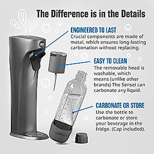 The Soda Sensei Sparkling Water Maker by Soda Sense, Carbonate Anything, Easy to Clean, Home Soda Machine, 100% Satisfaction Guarantee, Built to Last, 24-Month Warranty, Make Fizzy Water at Home