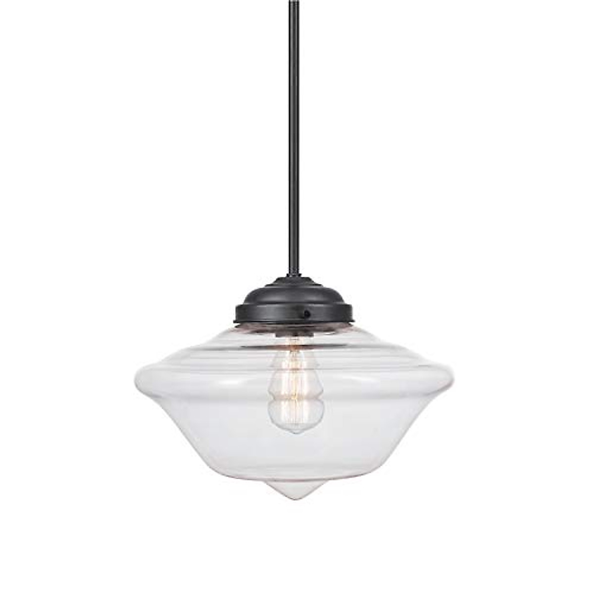 Globe Electric 60392 Sloane 1-Light Pendant, Dark Bronze, Clear Glass Shade
