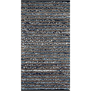 SAFAVIEH Cape Cod Collection 2'3" x 6' Blue CAP365A Handmade Flatweave Braided Cotton & Jute Runner Rug