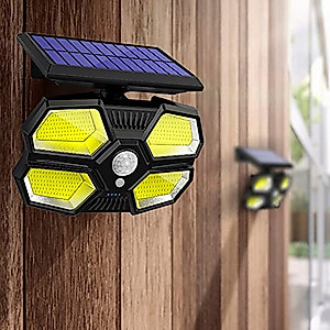 Aolyty Solar Lights Outdoor, 3 Working Modes Solar Motion Sensor Security Light with Remote Control,180 Bright COB LED 1500LM Flood Lights 6500K for Yard, Garden, Garage, Walkway, Driveway
