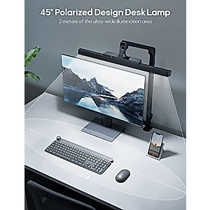 MediAcous LED Desk Lamp, Metal Polarized Architect Clip Light with Gesture Sensing Switch, Eye-Caring Dimmable Swing Arm Desk Lamp with Clamp for Home Office, 4 Color Modes & Brightness Levels