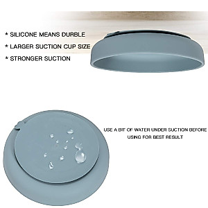 TOPGOMES Silicone Suction Plate, Comes with Soft Spoon Fork | Stay Put Baby Feeding Dishes for Kids and Infants | BPA Free, 100% Food-Grade Silicone, Non-Slip Design (Ether)