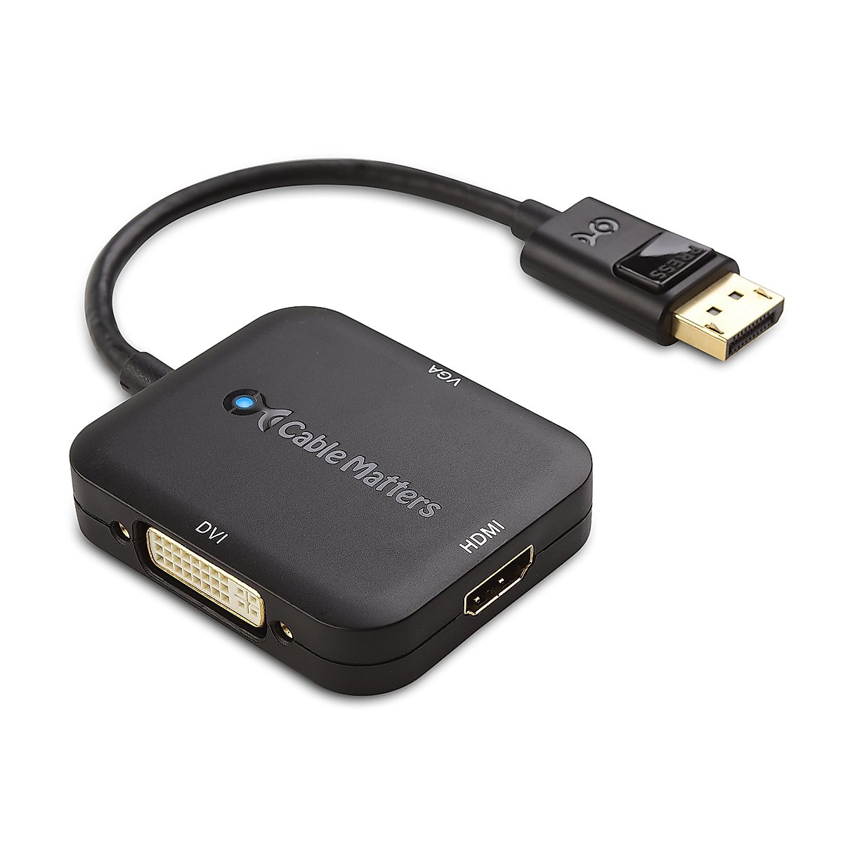 Cable Matters DisplayPort to HDMI Adapter with VGA and DVI 3-in-1 Adapter - Supporting 4K Resolution via HDMI