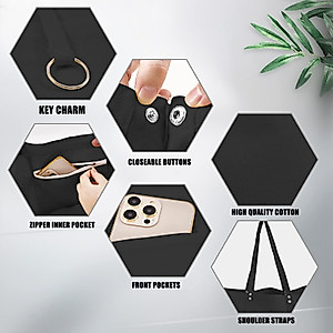 LLYLIU Large Canvas Tote Bag with 9 Pockets Extra Big Shopping Beach Travel Reusable Plain Solid Grocery Bags 21"x8"x14"