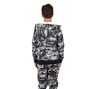 TONY HAWK Boys Hoodie and Jogger Set | Fleece Sherpa Lined Hooded Sweatshirt and Sweatpants for kids (Black Camo, 7)