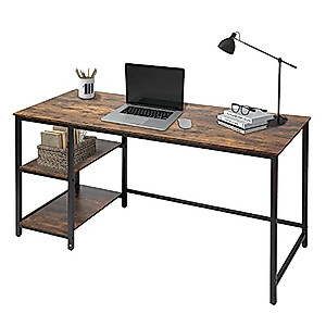 GOOD & GRACIOUS Industrial Home Office Desk, 55 Inch Rustic Desk With Shelf, Wooden Corner Desk for Home Office, Small Desk For Small Space, Simple Home Office Study Writing Workstation, Easy Assembly