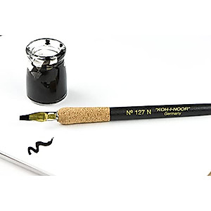 Koh-I-Noor Wooden Pen Holder with Cork Grip, For Drafting and Drawing, Black, 1 Each (127N.BLA)