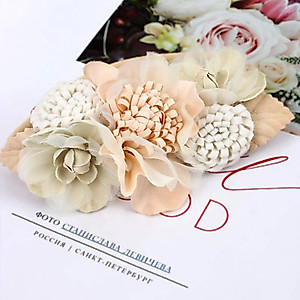 PABOBIT Baby Girl Flower Nylon Headband-Elastic Hair Band Handmade Bow For Newborn Infant Toddler Pack of 3 (Multicoloured)