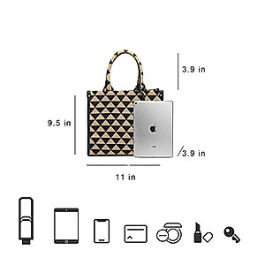 Classic triangle enamel metal logo black beige embroidered Canvas shopping bag tote bag for women