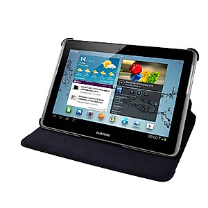 Kuesn Tab 2 10.1 gt-p5100 p5110 Cover case-Folio flip Book Cover case for Samsung Galaxy tab 2 10.1 Elastic Band Closure pu Leather Stand Cover (Black)