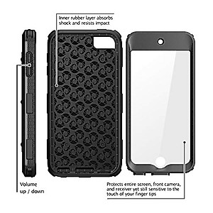 i-Blason Armorbox Case Designed for iPod Touch 7/6/5, Full Body Case with Built-in Screen Protector for Apple iPod Touch 5th/6th/7th Generation, Black