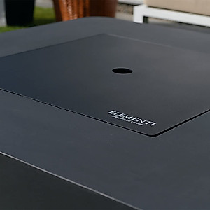 Elementi Plus Bergamo Natural Gas Fire Pit for Outside Outdoor Fire Pit Table Smokeless Firepit Concrete Square Fire Table Patio Heater Fireplace 60000 BTUs - Dark Grey, 42.1 x 42.1 Inches