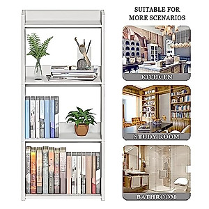HAYOFAMY 4 Tier Bookshelf, Bookcase for Small Spaces, White Book Display Shelves, Kids Open Shelf Rack Storage Organizer for Living Room, Office, Bedroom, Kids Room and Bathroom