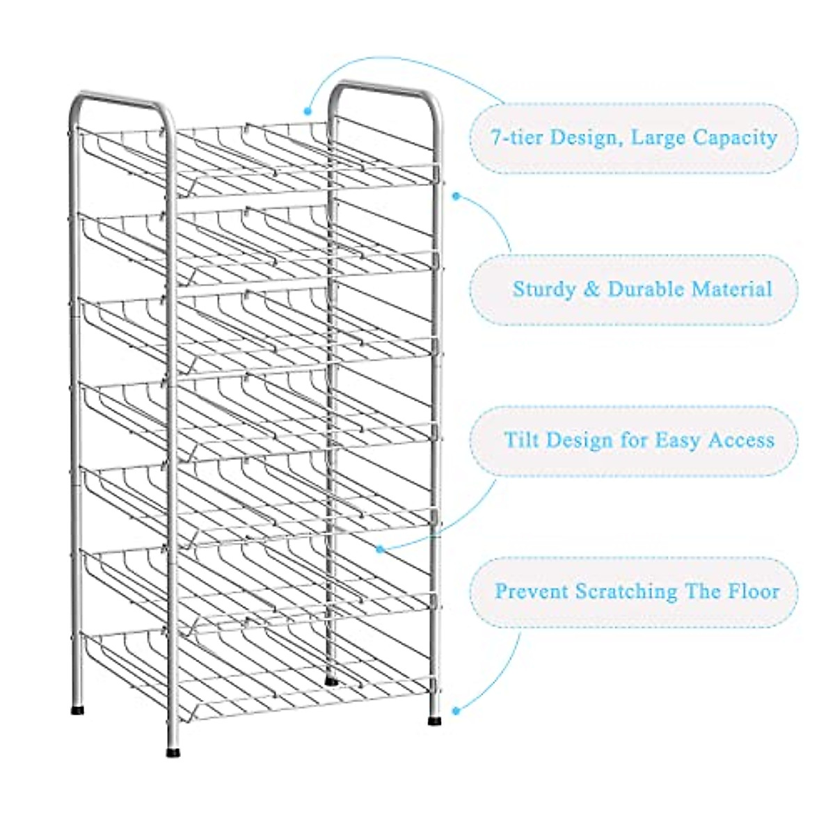 Can Organizer for Pantry 7-tier Can Organizer Can Good Organizer for Pantry Shelf Holds up to 84 Cans Can Rack Dispenser for Pantry, Kitchen, Cabinet Silver