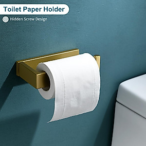 TNOMS 4 Pieces Bathroom Hardware Accessories Set Modern Gold Towel Bar Set Set Towel Holder Set for Bathroom Stainless Steel Wall Mounted,23.6 Inch