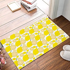 Door Mat for Bedroom Decor, Summer Fruit Theme Lemon Pattern Floor Mats, Holiday Rugs for Living Room, Absorbent Non-Slip Bathroom Rugs Home Decor Kitchen Mat Area Rug 18x30 Inch