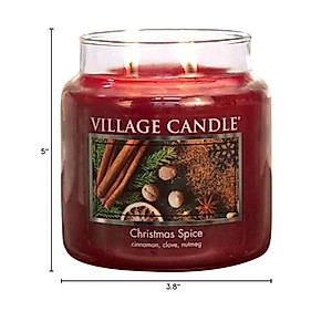 Village Candle Christmas Spice 16 oz Glass Jar Scented Candle, Medium
