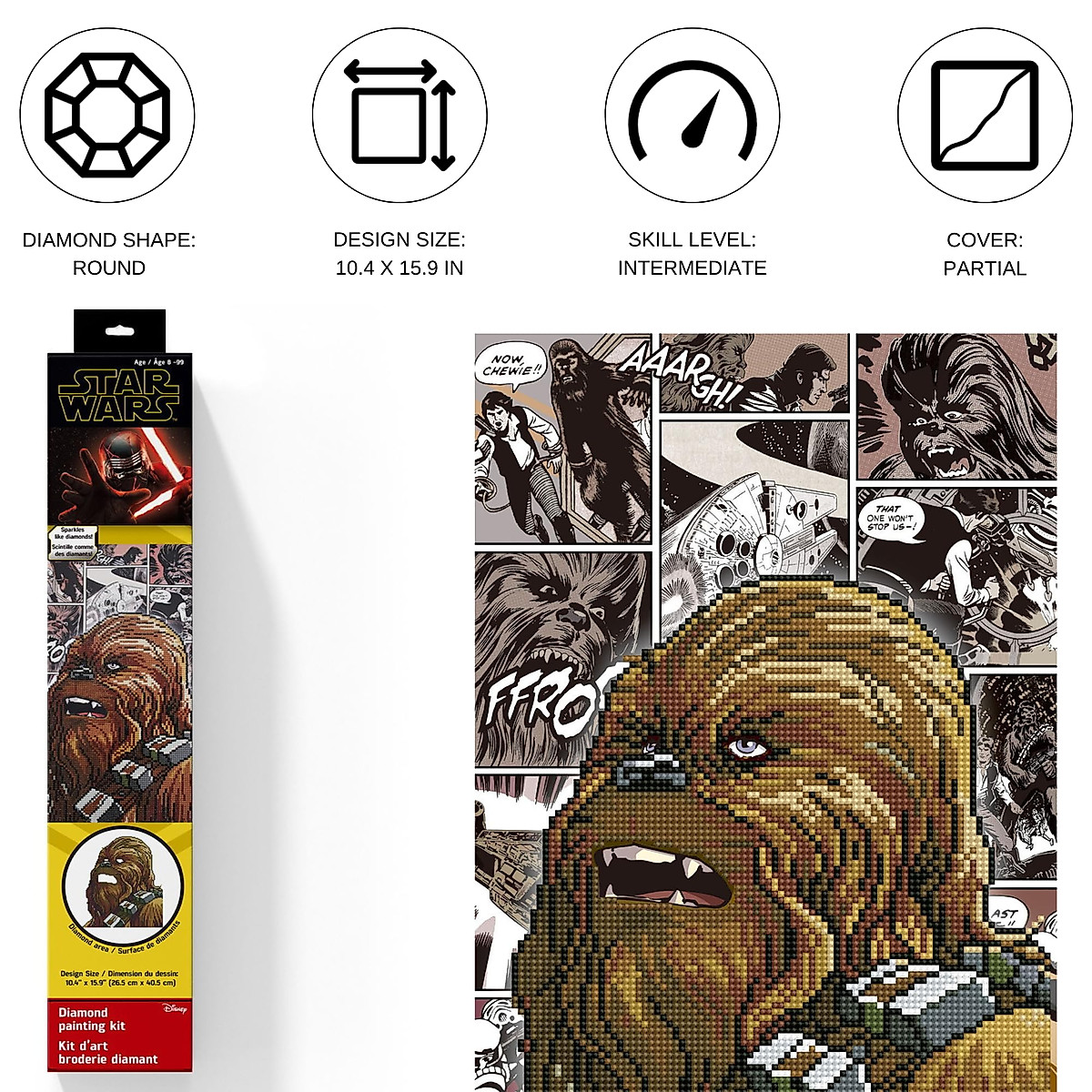 DIAMOND DOTZ ® - Star Wars Chewbacca Diamond Painting Artwork Kit, Star Wars Diamond Art, Star Wars Diamond Painting, Diamond Art Star Wars, Diamond Painting Star Wars