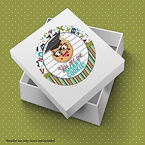 He's a Smart Cookie Graduation Themed Thank You Sticker Labels for Boys, 40 2" Party Circle Stickers by AmandaCreation, Great for Party Favors, Envelope Seals & Goodie Bags