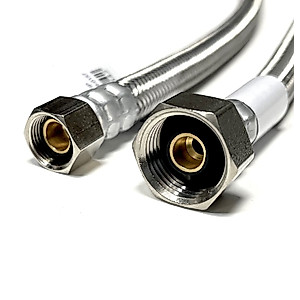 Faucet Water Supply Connector Line Braided Stainless Steel, Faucet Supply Line - 3/8 Female Compression Thread x 1/2 Female Iron Pipe Thread (3/8" Comp x 1/2" FIP) (10, 16 inch)