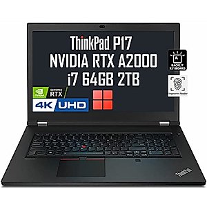 ThinkPad P17 Gen 2 17.3" 4K UHD (Intel 8-Core i7-11800H, 64GB RAM, 2TB PCIe SSD, RTX A2000 4GB Graphics) IPS Mobile Workstation Laptop, 2 x Thunderbolt 4, Backlit Keyboard, Fingerprint, Win 11 Pro