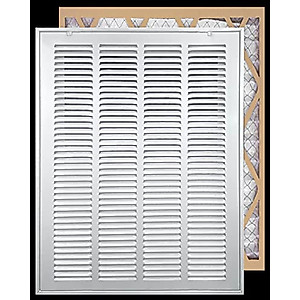 Handua 20"W x 25"H [Duct Opening Size] Filter Included Steel Return Air Filter Grille [Removable Door] for 1" Filters, Vent Cover Grill, White, Outer Dimensions: 22 5/8"W X 27 5/8"H for 20x25 Opening