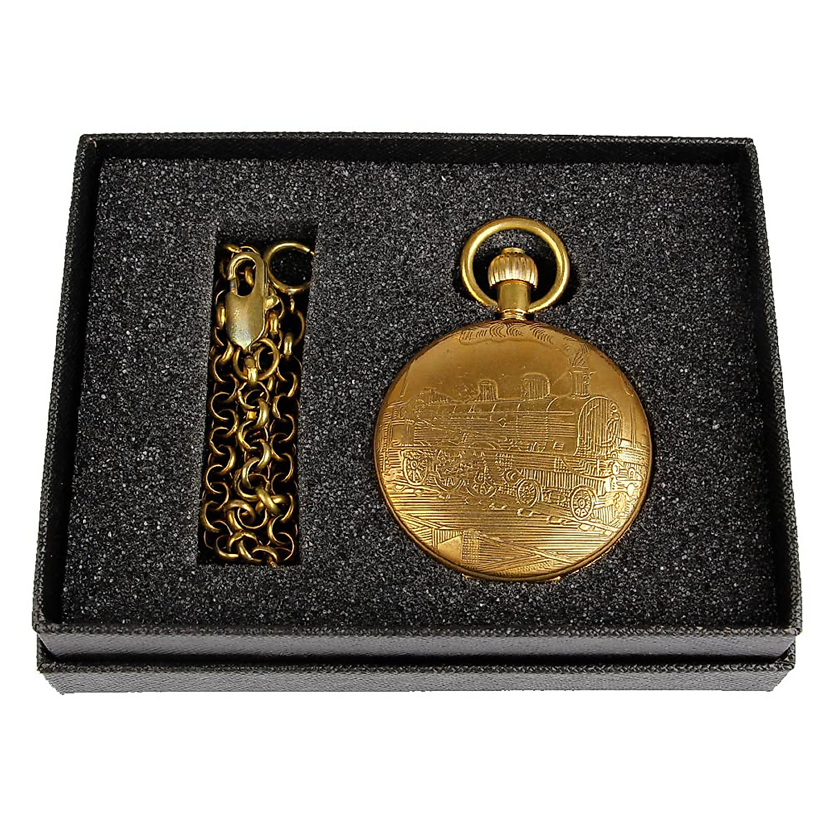 Vintage Copper Train London Design Hand Winding Mechanical Pocket Watch Mens Watches