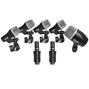 CAD Audio Stage7 Premium 7-Piece Drum Instrument Mic Pack with Vinyl Carrying Case with 2 Mic Stands & 2 Kick Stands and 7 XLR Microphone Cables XLR-M to XLR-F
