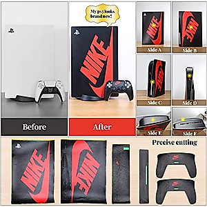 PS5 Skin Disk Edition Console and Controller, PS5 Stickers Vinyl Decals for Playstation 5 Console and Controllers, Disk Edition - Black Shoebox