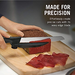 Victorinox Swiss Classic Dux Knife - Kitchen Knife with Adjustable Guide - Cooking Knife for Cutting Meat, Bread & More - Black Handle, 8.25"