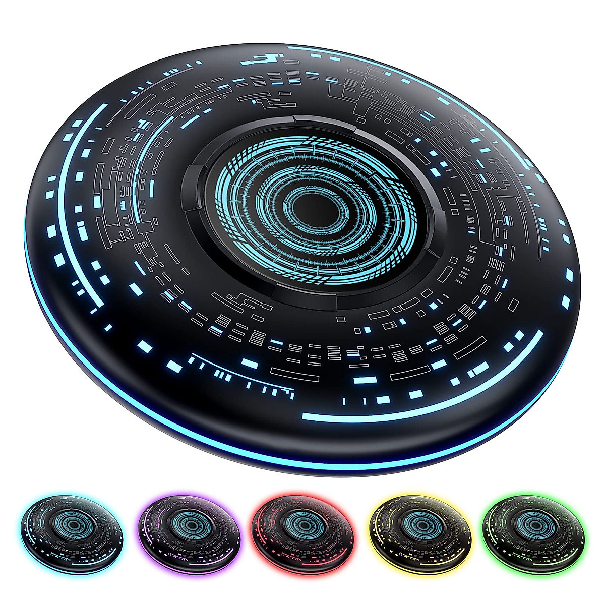 BNING Mouse Mover Device, RGB Breathing Light Mouse Jiggler Undetectable Mouse Shaker Simulator for Computer Laptop Awakening, Include USB C to USB Adapter & Charger (Black Magic Wheel)