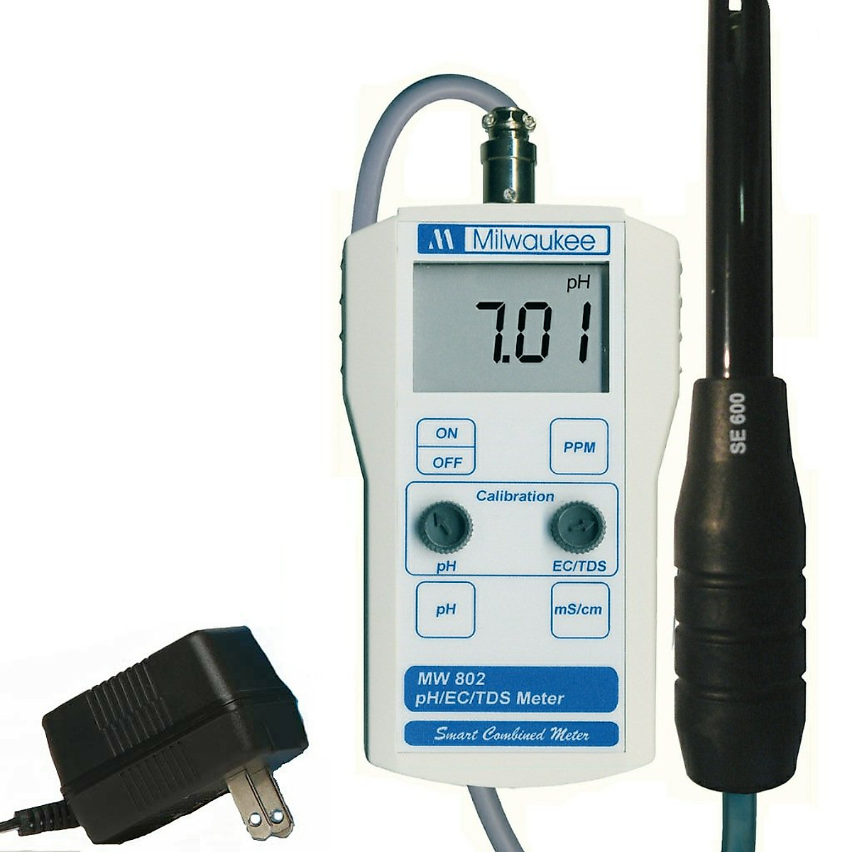 Milwaukee BEM802 Combination pH/EC/TDS Meter with 110V Power and Mounting Kit, 0.00 to 14.00 pH, +/-0.20 pH Accuracy