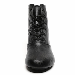 Black Split Sole Jazz Boots Leather Dancing Shoes for Girls Boys (Toddler/Little Kid/Big Kid) (3.5 Big Kid）
