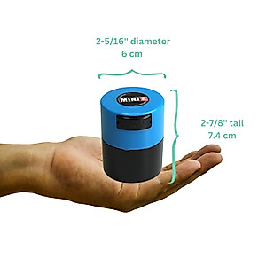Minivac - 10g to 30 grams Airtight Multi-Use Vacuum Seal Portable Storage Container for Dry Goods, Food, and Herbs - Light Blue Cap & Black Body