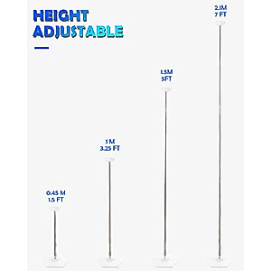 TEKXYZ Telescoping Balloon Stand Set of 2, 1.5ft to 7ft Free Adjustable Metal Balloon Column Stand for Party Decorations