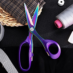 SIRMEDAL Rust-proof Titanium Coated Stainless Steel Multipurpose 8” Rainbow&Purple Scissors Fabric Textile Dressmaking Craft Office Home Daily Use