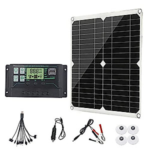 Paddsun 200W 12V Solar Panel Battery Charger Kit Monocrystalline PV Module for Car RV Marine Boat Caravan Off Grid System with 100A Charge Controller+Extension Cable