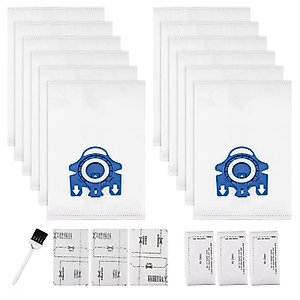 Improvedhand 12 Packs 3D Airclean Bags Replacement for Miele GN Vacuum Cleaner Bags Fit for Miele Classic C1 Complete C1 C2 C3 S2 S5 S8 S400 Series with 3 Motor Protection Filters, 3 AirClean Filters