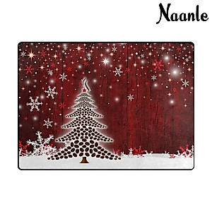 Naanle Winter Holiday Area Rug 3'x5', Christmas Tree Snowflake Polyester Area Rug Mat for Living Dining Dorm Room Bedroom Home Decorative