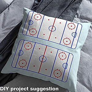 Ice Hockey Fabric by The Yard, Winter Sports Upholstery Fabric, Kids Boys Decorative Fabric, Arena Game Indoor Outdoor Fabric, DIY Waterproof Fabric for Quilting Sewing, Blue Red, 1 Yard