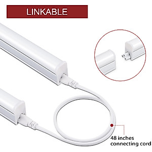 Kihung (8 Pack) LED T5 3FT Tube Light Fixture, 15W, 1800lm, 6500K, 3 Foot Linkable LED Shop Light Tube, Ceiling, Workshop, Corded Electric with Built-in ON/Off Switch